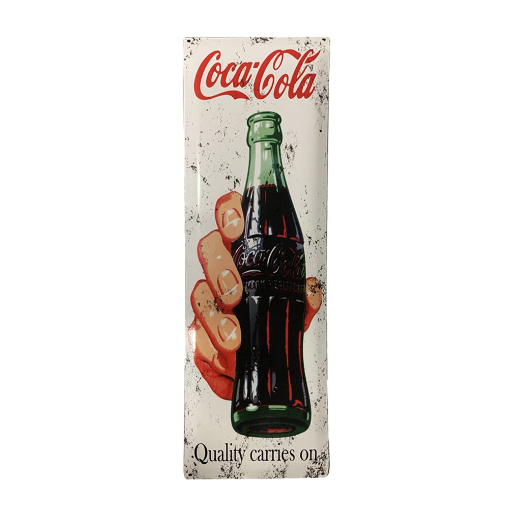 Cartel Chapa 32x100cm «COCA COLA QUALITY CARRIES ON» | Fire Chile